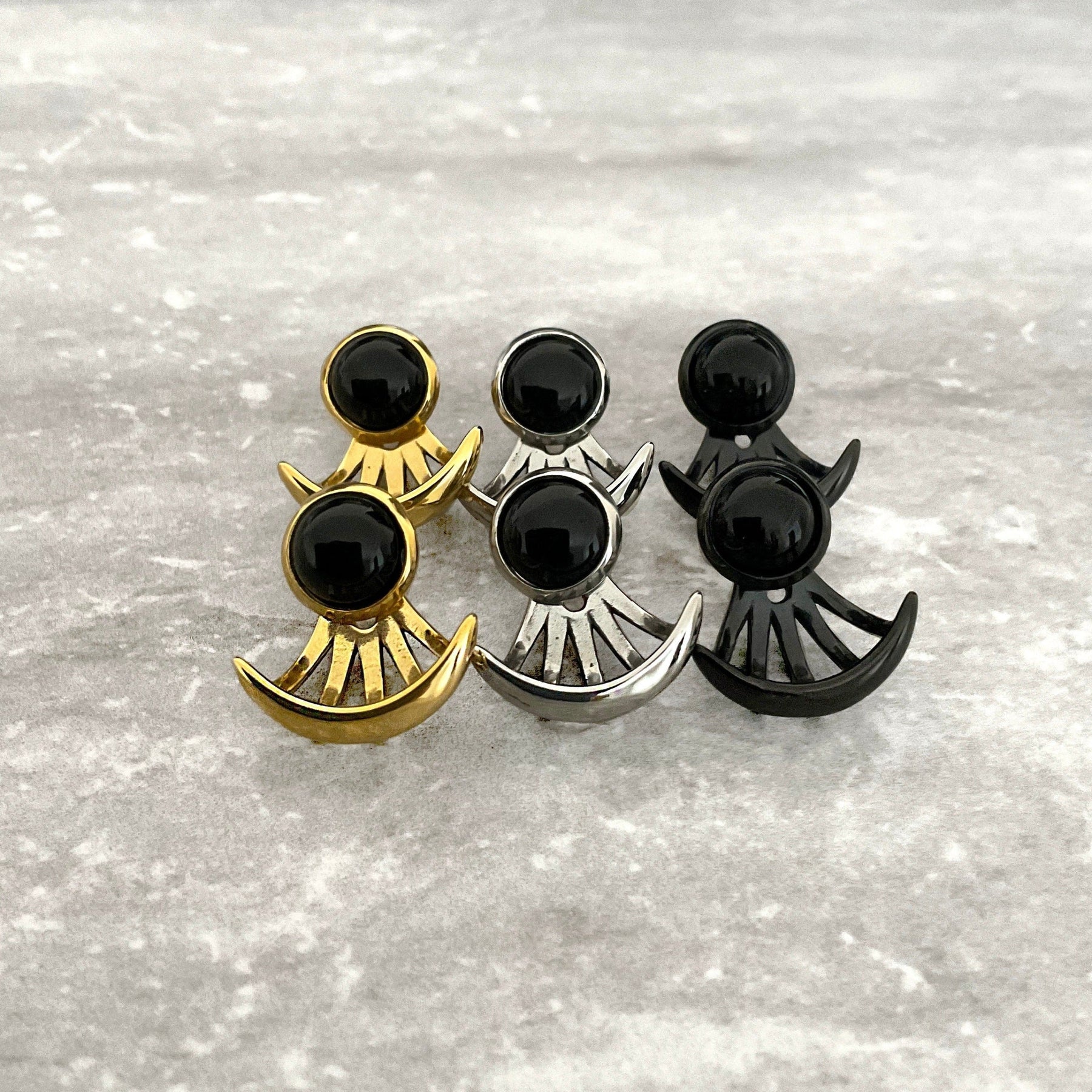 MOON EAR JACKET WITH BLACK STUD